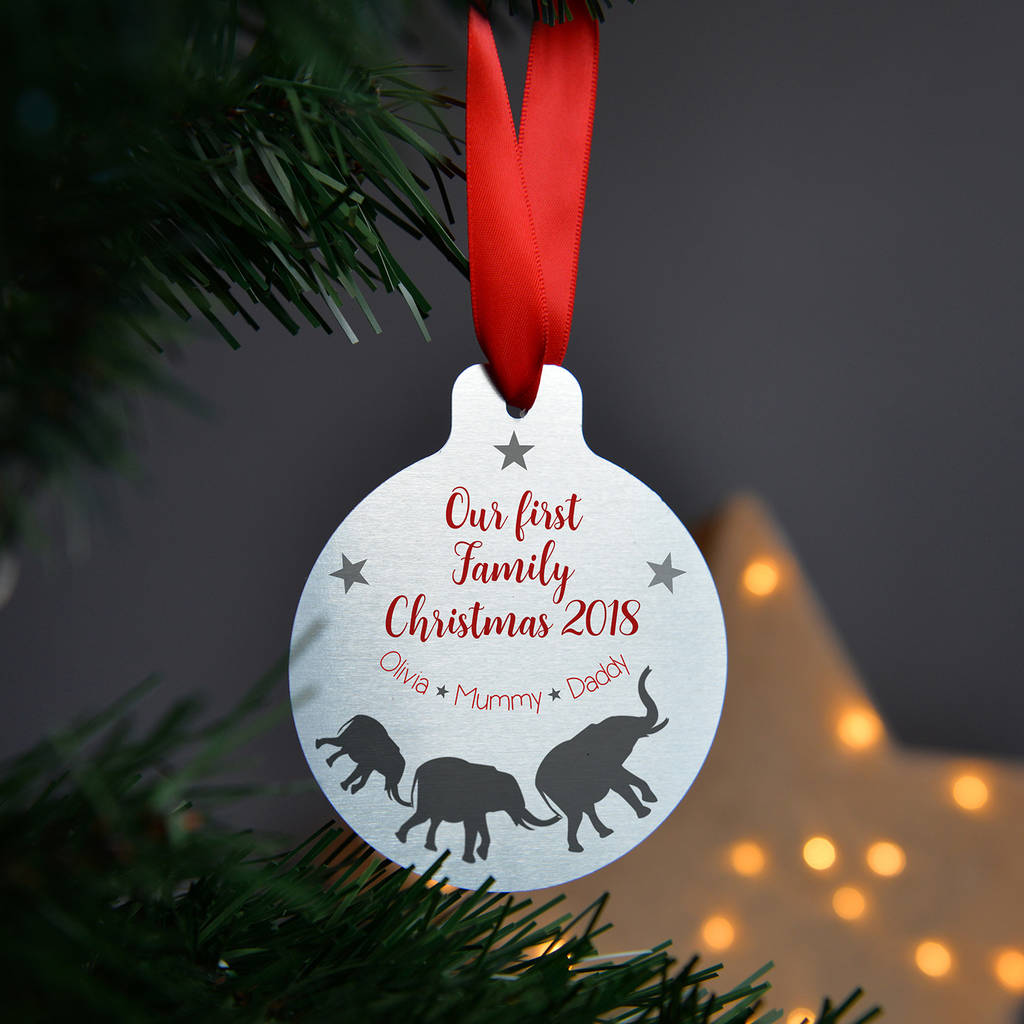 personalised metal first christmas elephant bauble by a type of design ...
