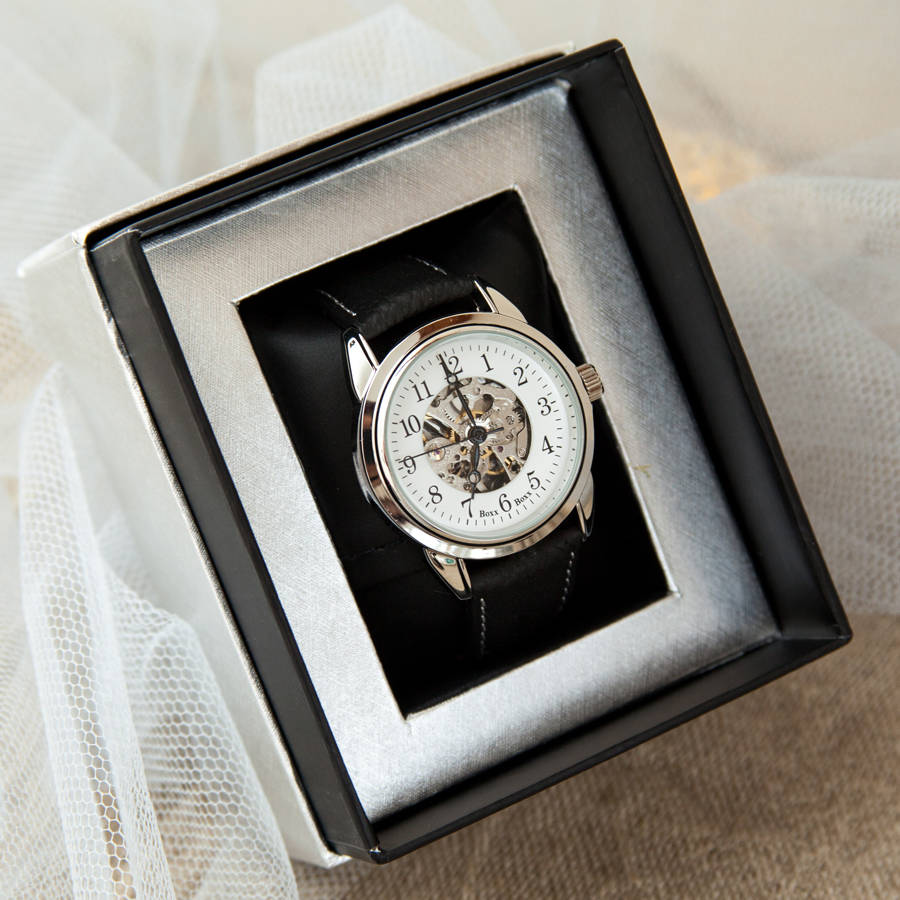 engraved mechanical skeleton wrist watch by giftsonline4u ...