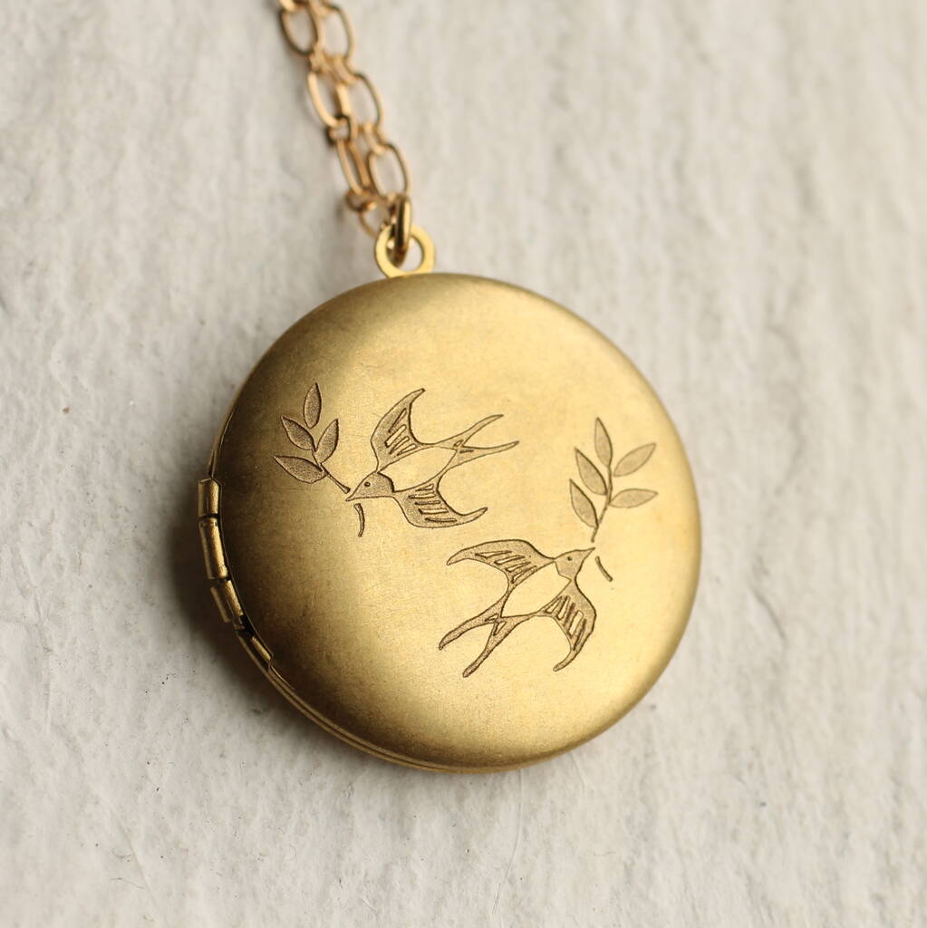 Bird Swallow Locket Necklace With Photos 2 Birds By Silk Purse, Sow's ...