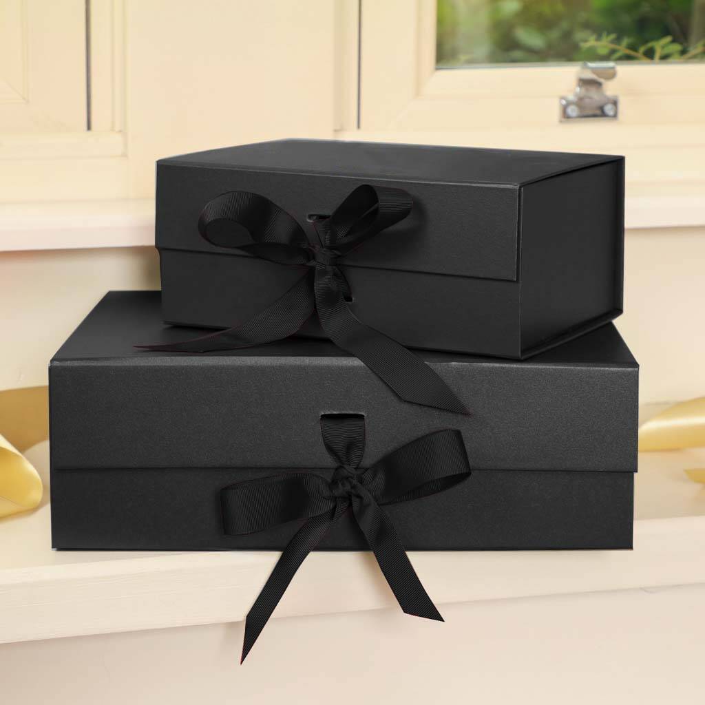 Three Luxury Black Gift Boxes Tower Set By Dibor | notonthehighstreet.com