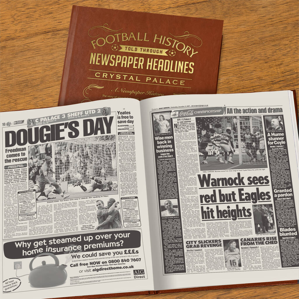 Crystal Palace Personalised Football Newspaper Book By Historic ...