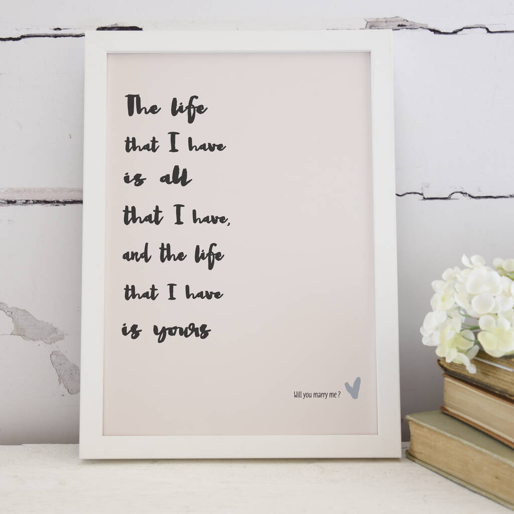 A4 Love Poem Print 'the Life That I Have' By A Touch Of Verse ...