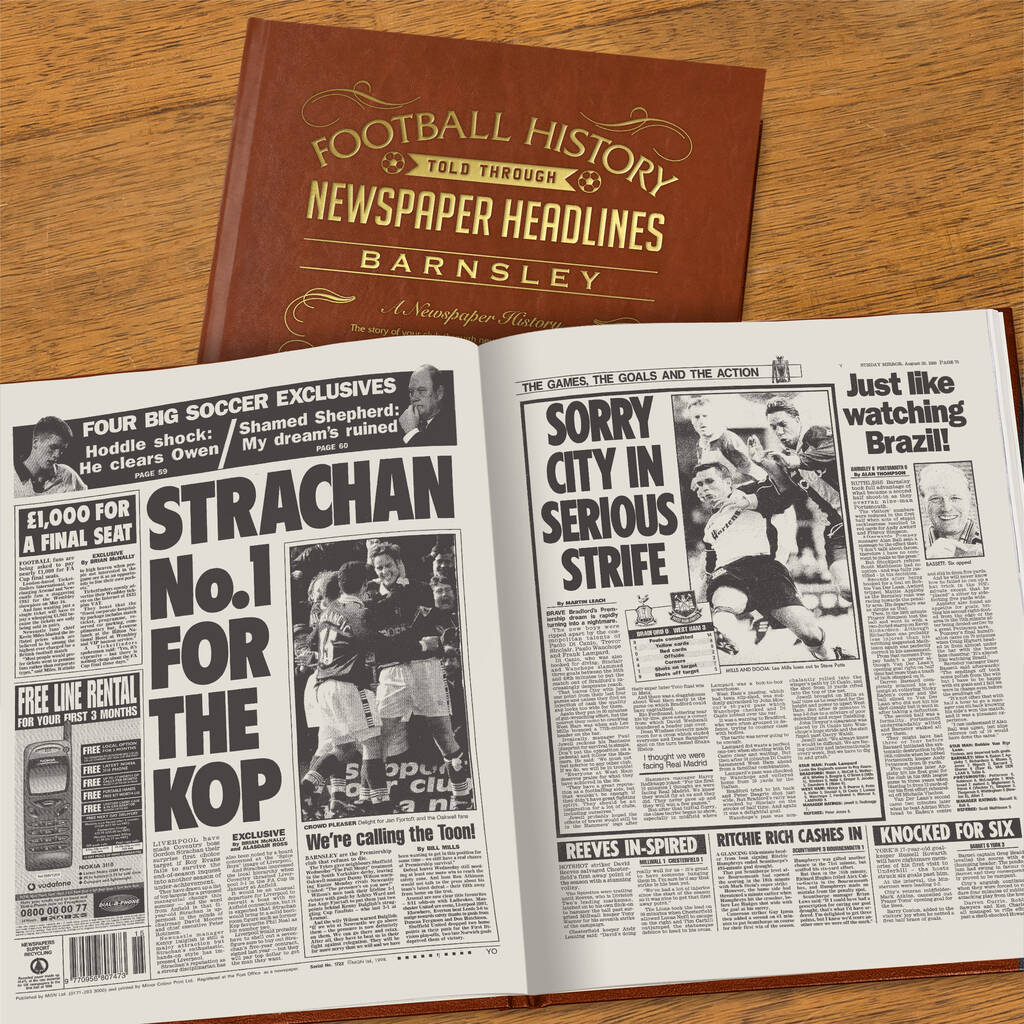 Barnsley Personalised Football Gift Newspaper Book By Historic ...