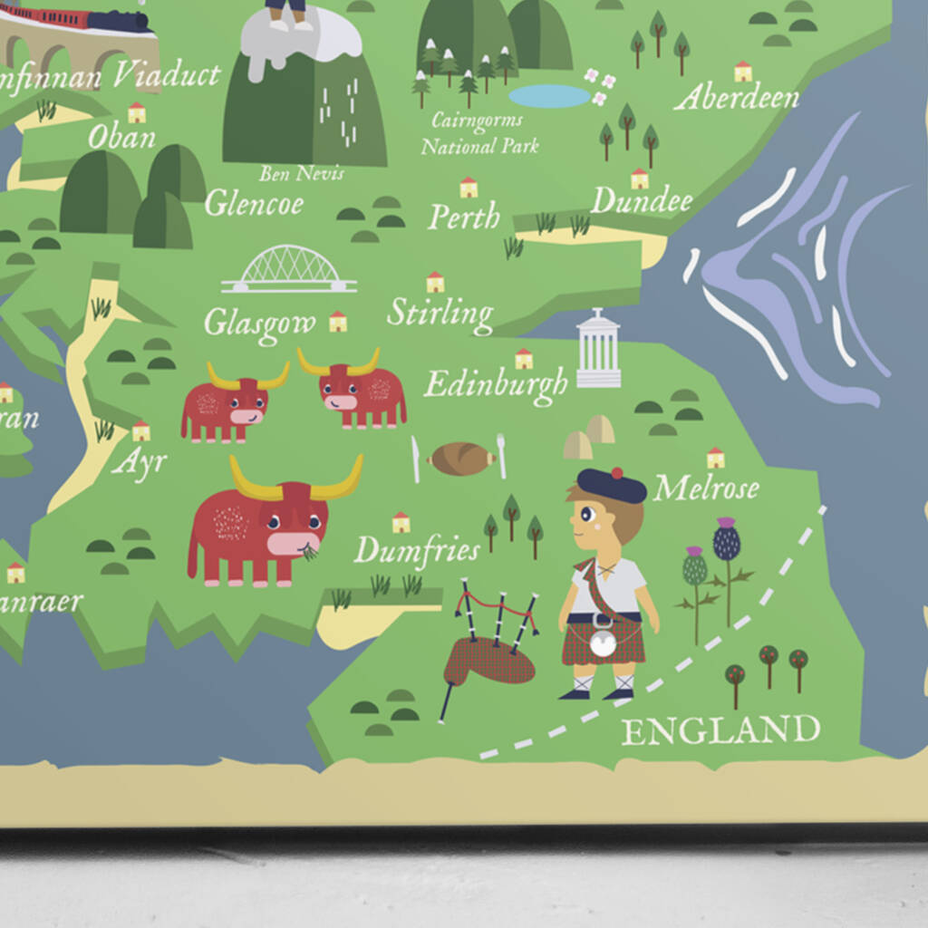 Illustrated Map Of Scotland Children's Print By Tiny Trinket Clay Dishes