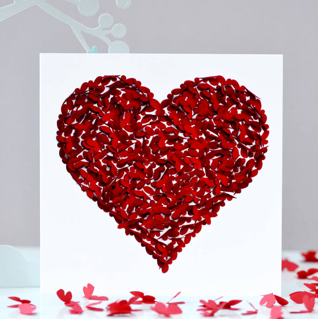 romantic red heart card, butterfly heart birthday card by inkywool ...