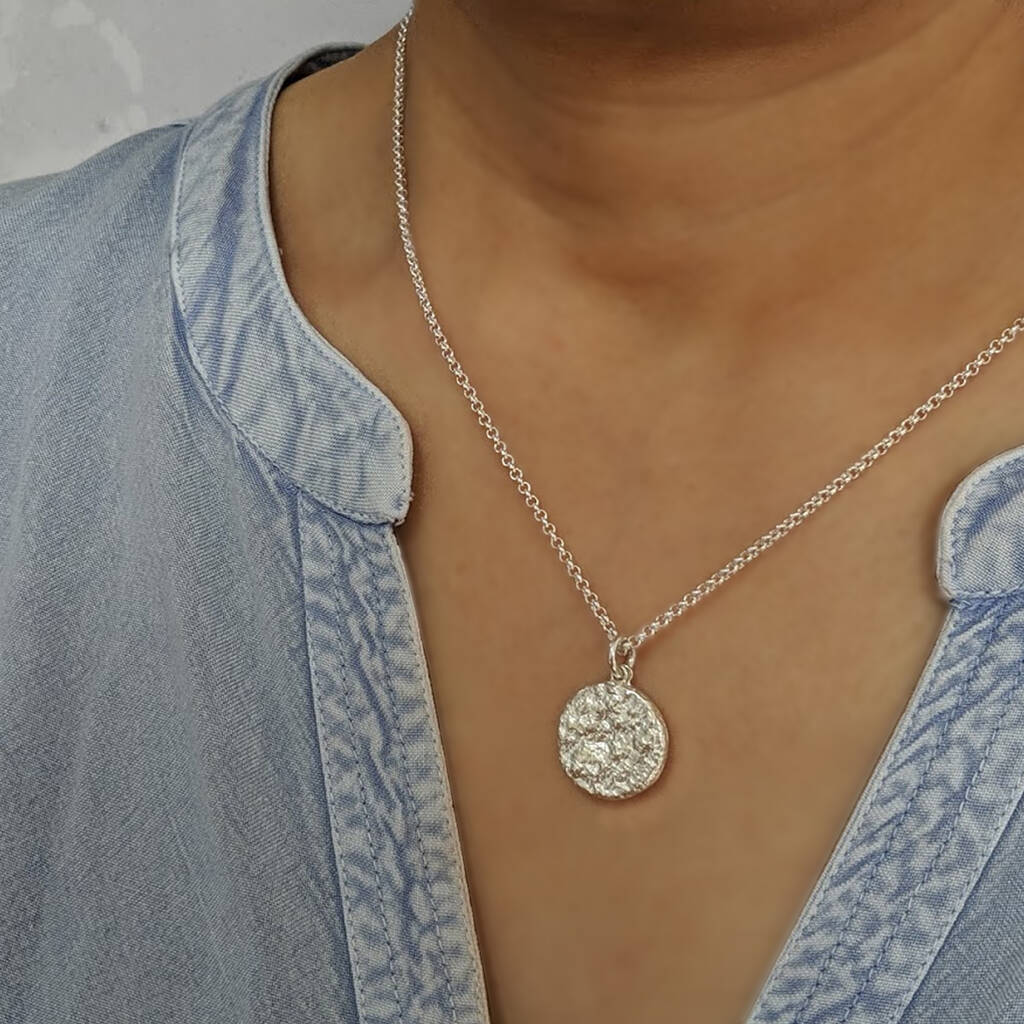 silver moon textured fingerprint locket by hold upon heart ...