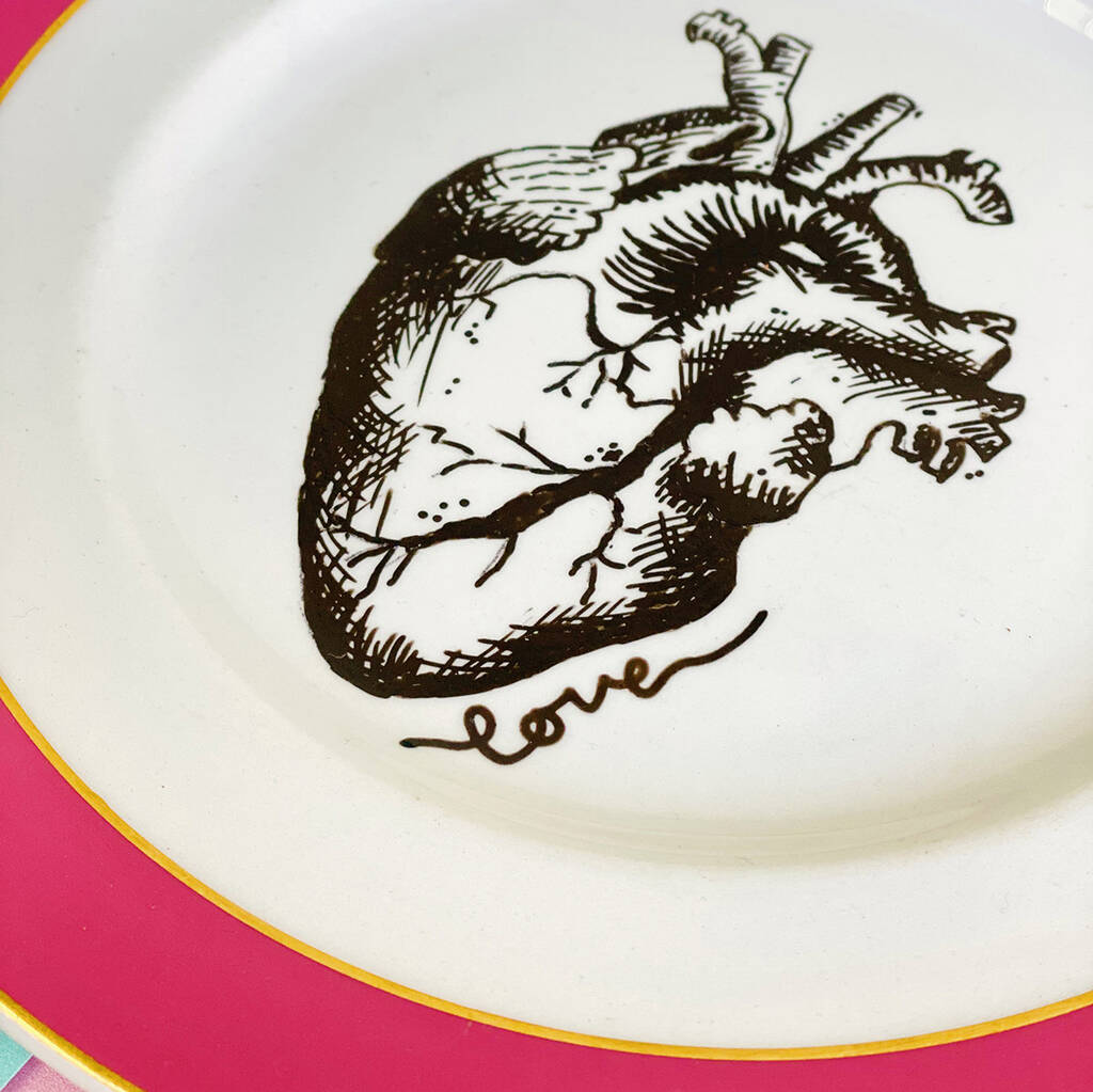 Anatomical Heart Vintage Plate Home Decor By by Clare plates