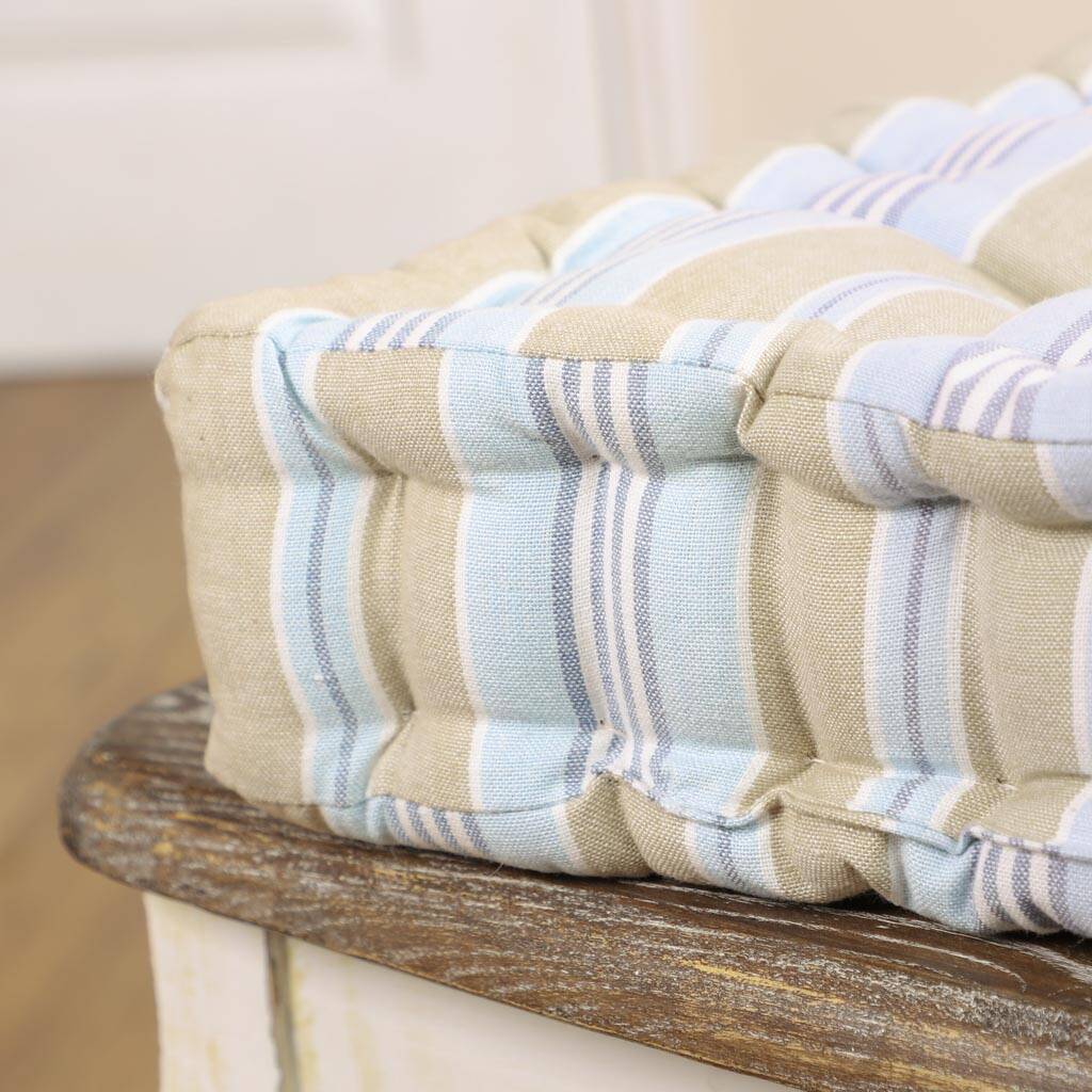 Set Of Four Oxford Blue Stripe Box Cushions By Dibor ...