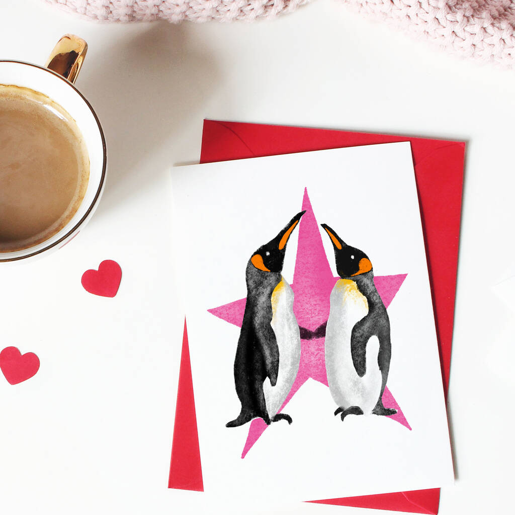 Penguin Couple Anniversary Or Engagement Card By So Close ...