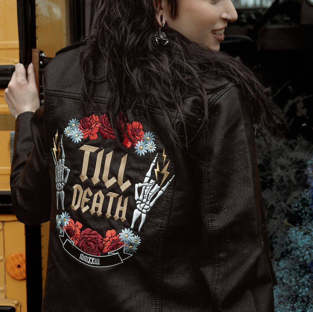 Till Death Custom Bridal Cover Up Leather Jacket By Niamh Designs ...