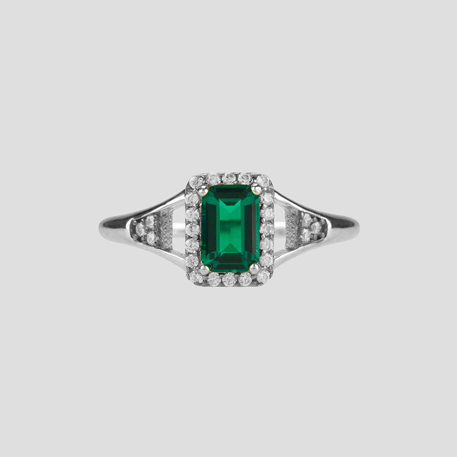 emerald rectangle cluster ring in silver or gold by regalrose ...