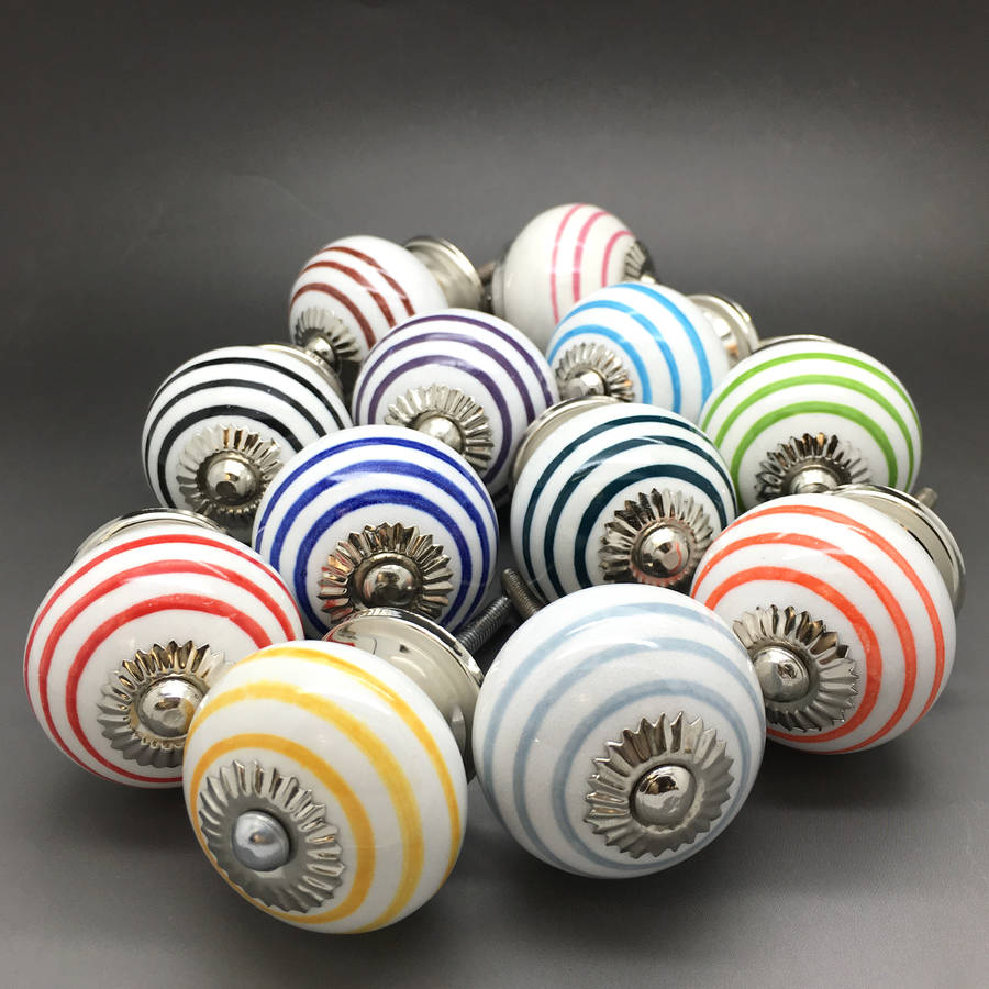 ceramic striped door knobs kitchen cupboard handles by g decor ...