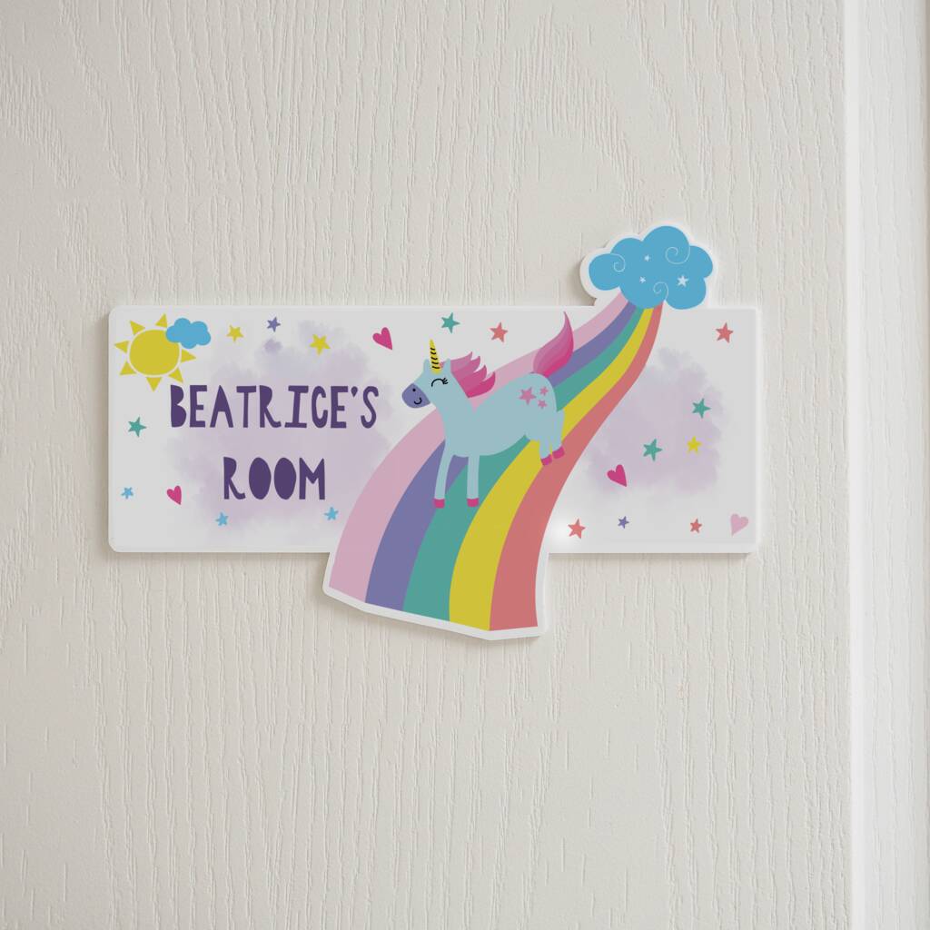 Personalised Girl's Unicorn Bedroom Door Sign Plaque By The Gifting ...