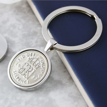 sixpence 1937 80th birthday coin keyring by ellie ellie ...