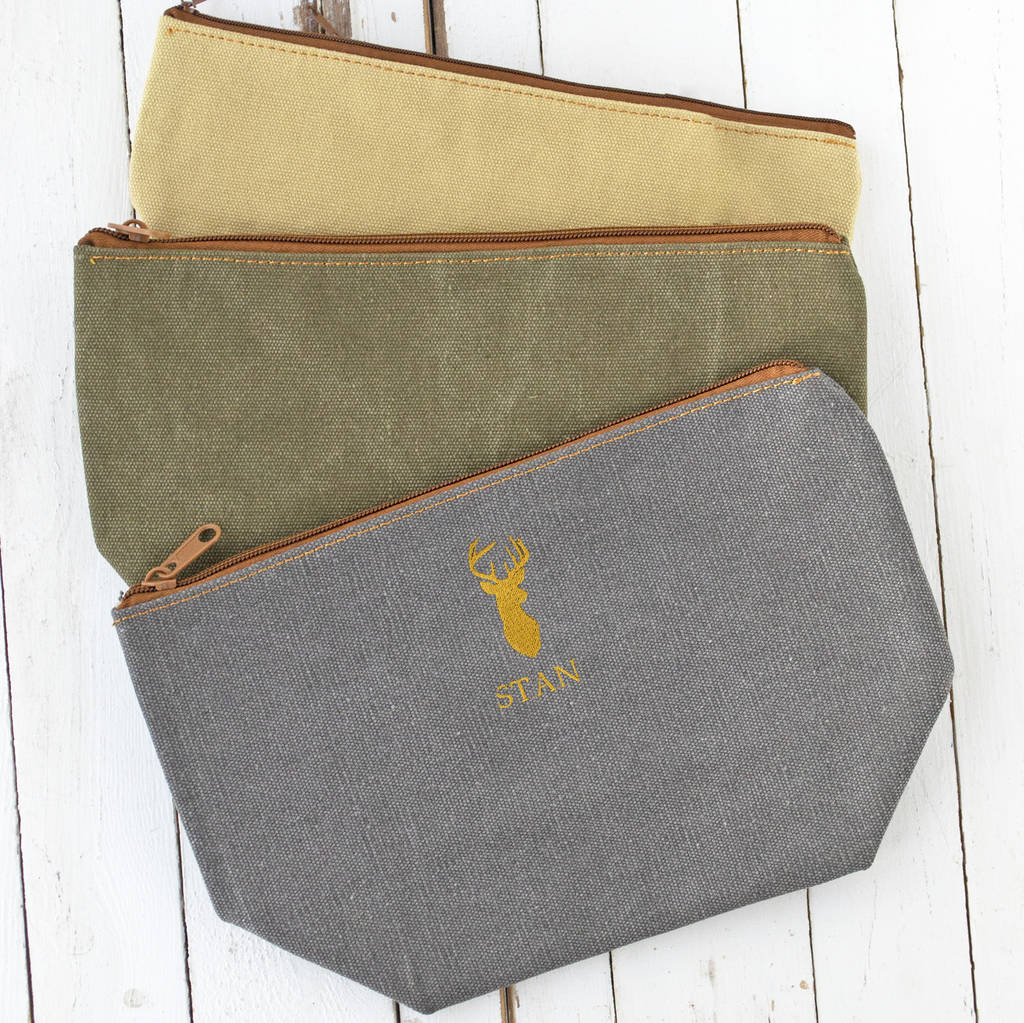 Personalised Embroidered Stag Wash Bag By Solesmith ...