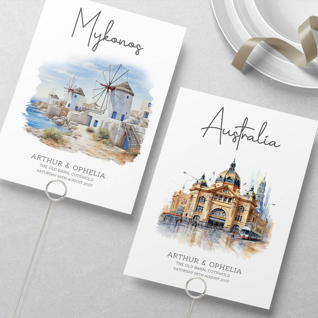 Wedding Table Names With Destination Icons By Ottie Design ...