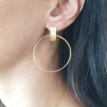 18ct Gold Plated Simple Round Hoop Earrings By Harfi
