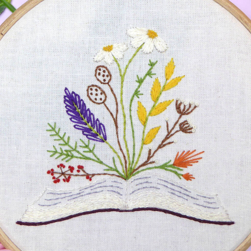 Flowery Book Embroidery Kit By Piwi's Crafts