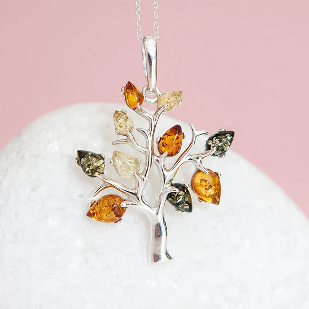 Baltic Amber Tree Of Life Necklace In Sterling Silver By Songs of Ink ...
