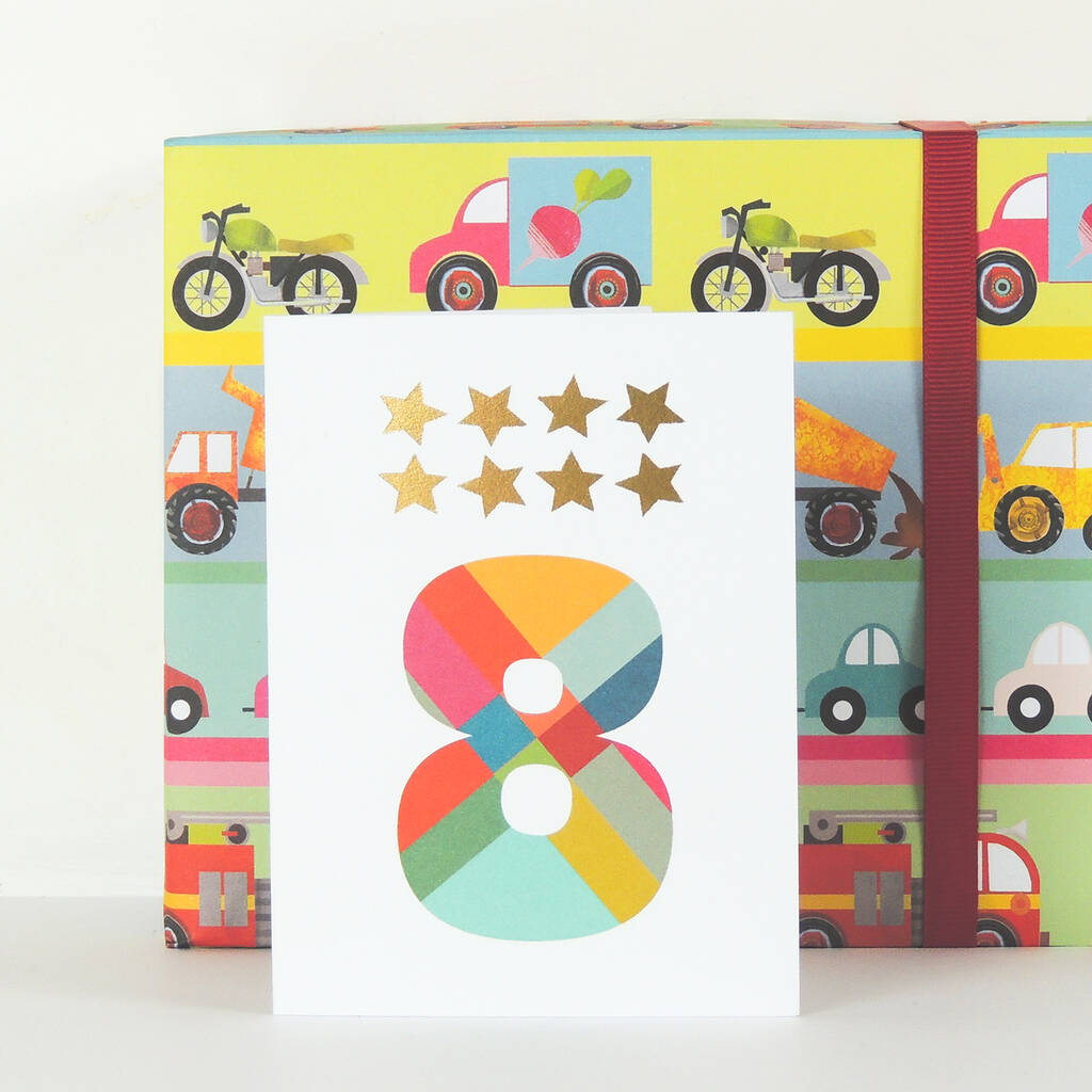 Mini Gold Star Number Eight Card By Kali Stileman Publishing