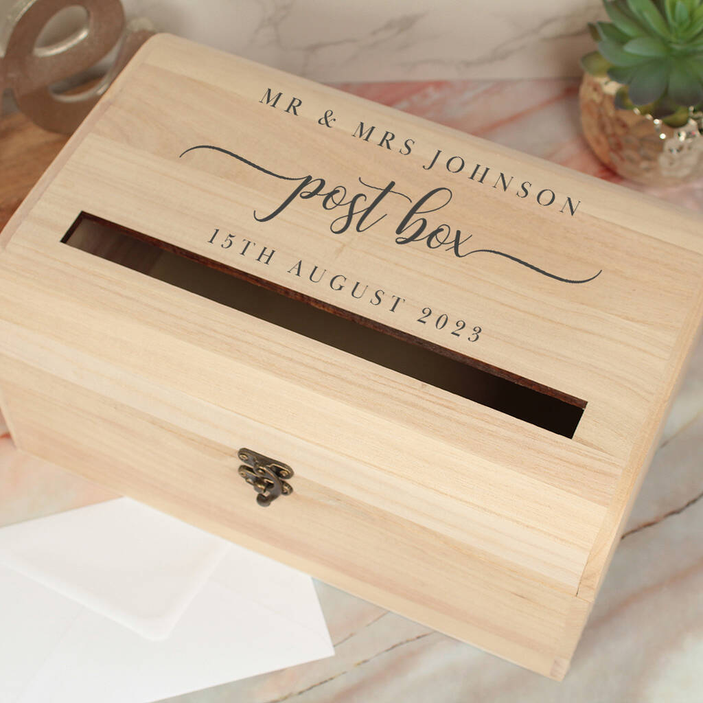 Classic Script Wedding Cards Post Box Chest By Love Lumi Ltd ...