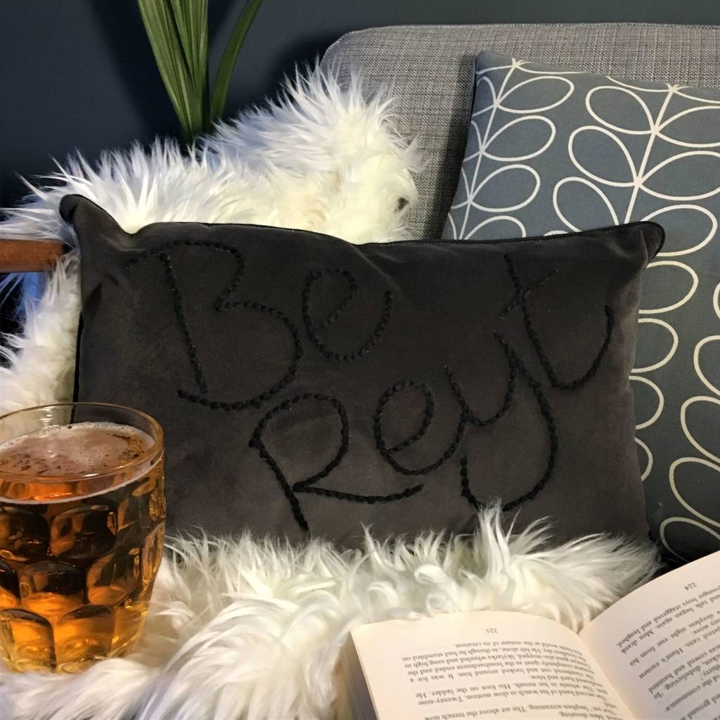 Be Reyt Embroidered Velvet Cushion By Jordanlovell A ...