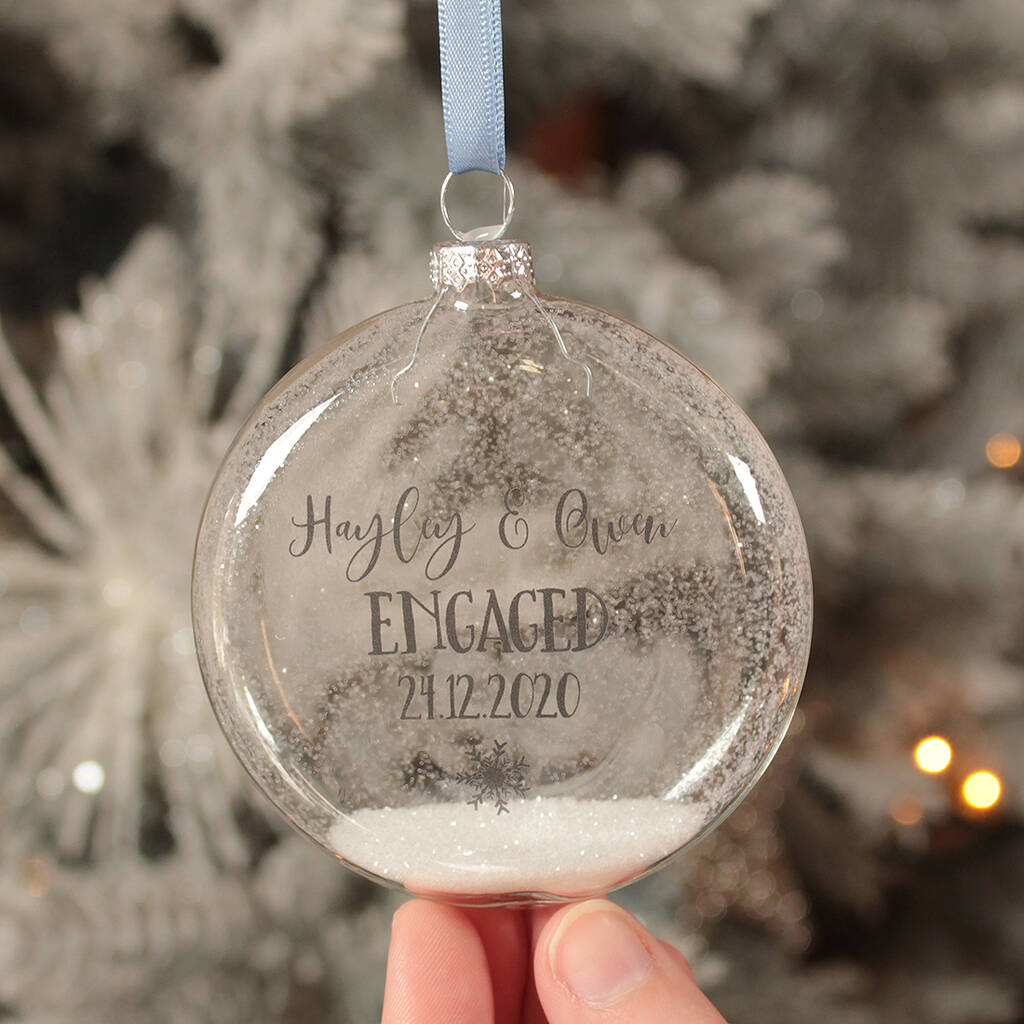 Personalised Glass Engagement Christmas Bauble By Dreams To Reality ...
