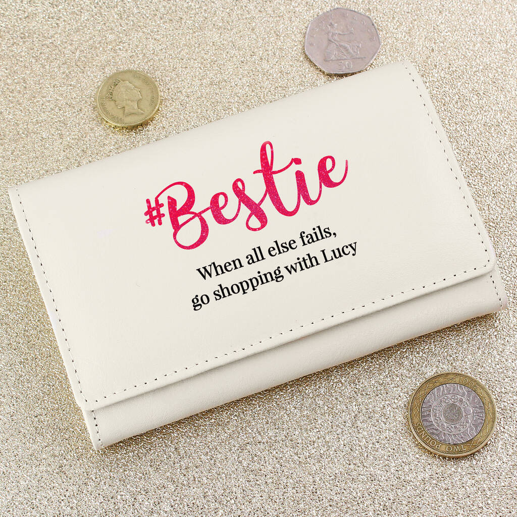 Personalised Cream Leather Wallet Gift By Bella Personalised Gifts