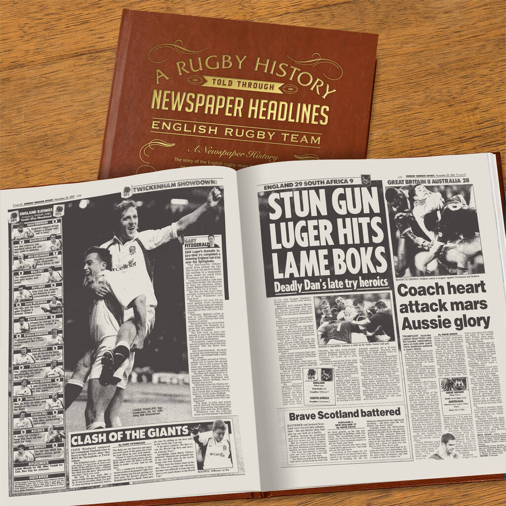 English Rugby Team Personalised Gift Newspaper Book By Historic ...