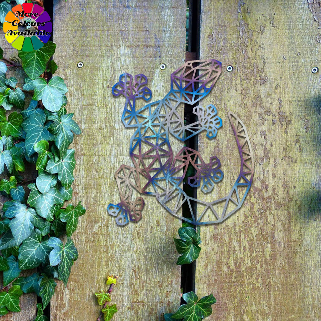 Rusty Metal Gecko Wall Decor Geometric Gecko Sculpture By Duke Craft ...
