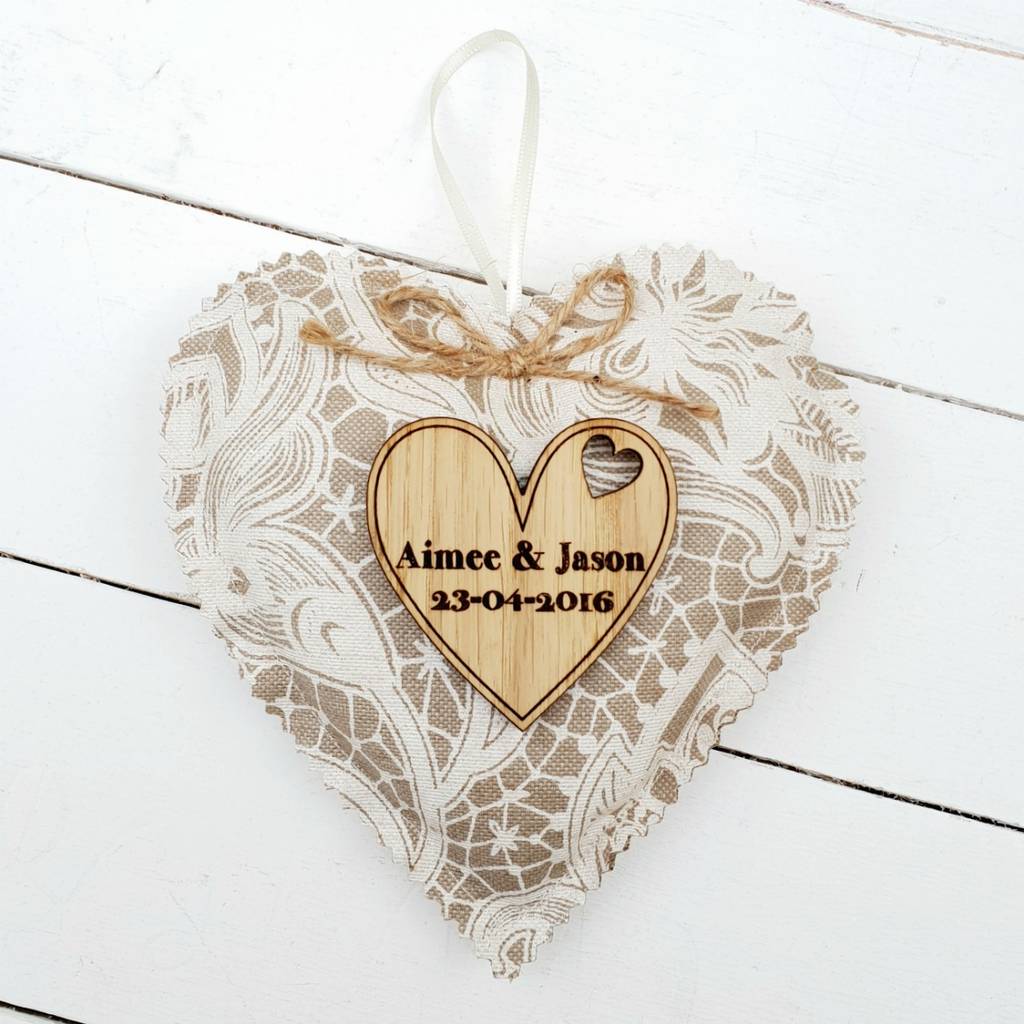 3rd Wedding Anniversary Leather Heart With Oak Message By Little Foundry