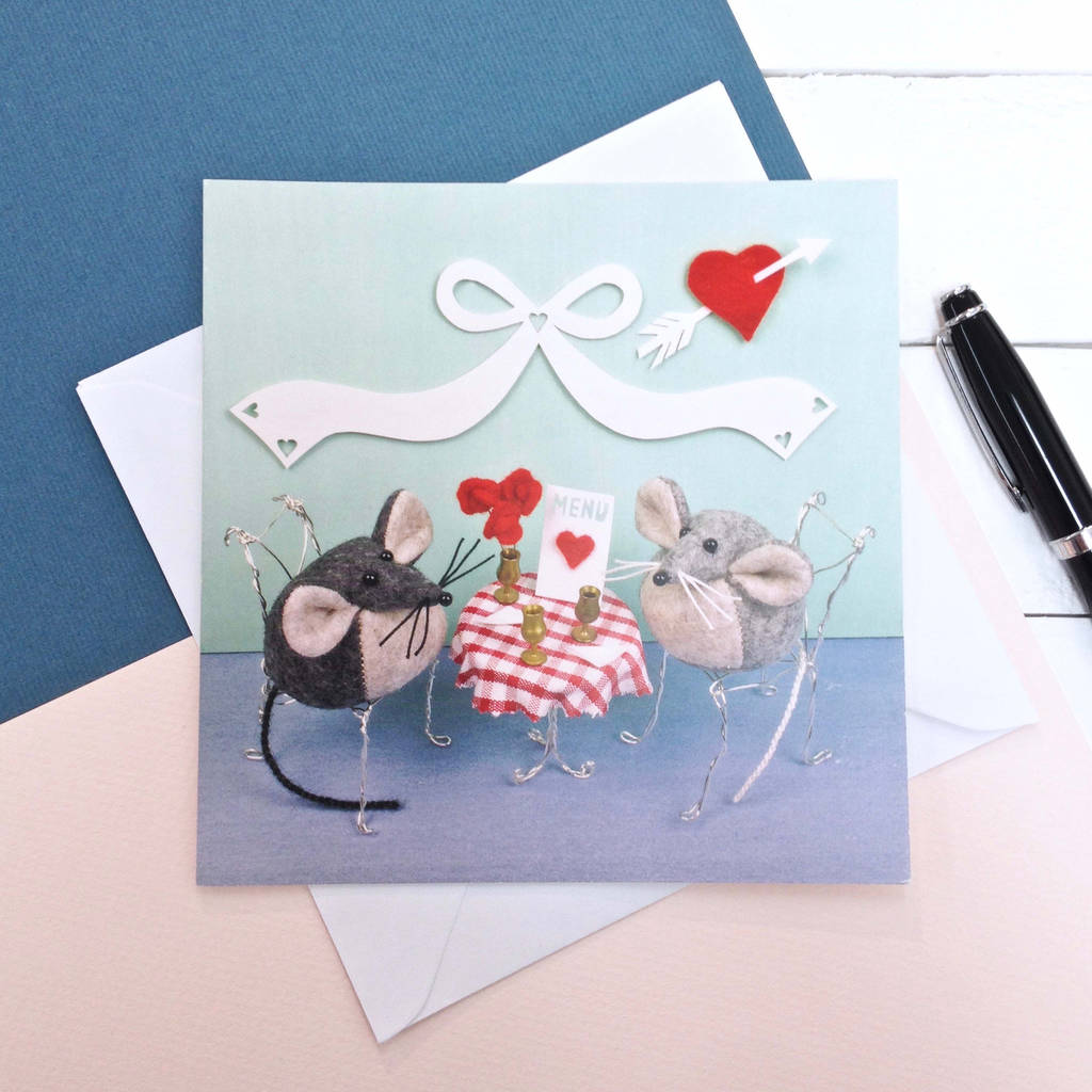 valentine's day dinner mouse greeting card by mirjami design ...