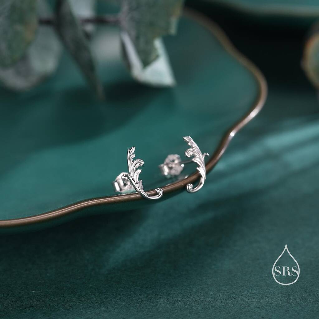 Sterling Silver Tiny Baroque Style Swirl Stud Earrings By Silver Rain Silver