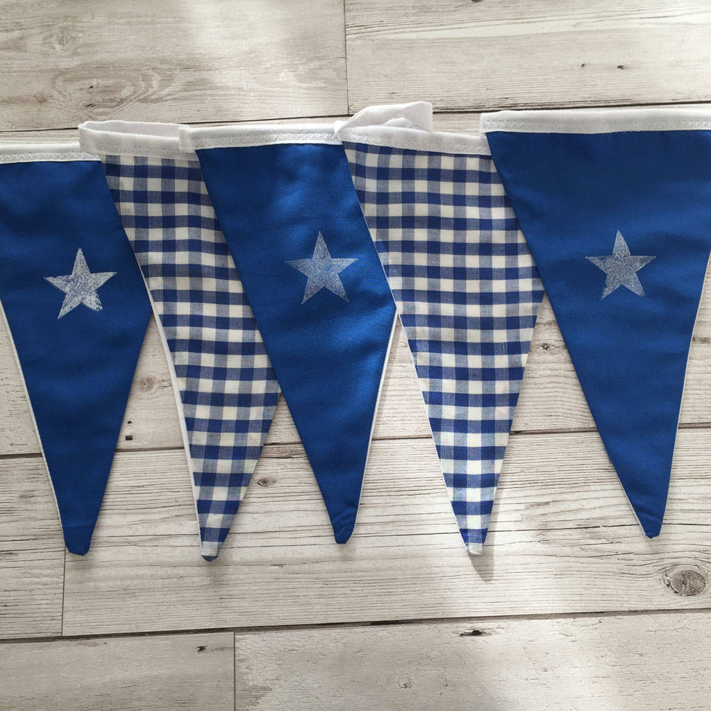 hand printed blue star bunting by splendiddressingupbox ...