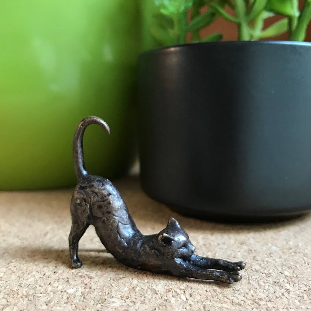 miniature solid bronze cat sculpture by ginger rose ...