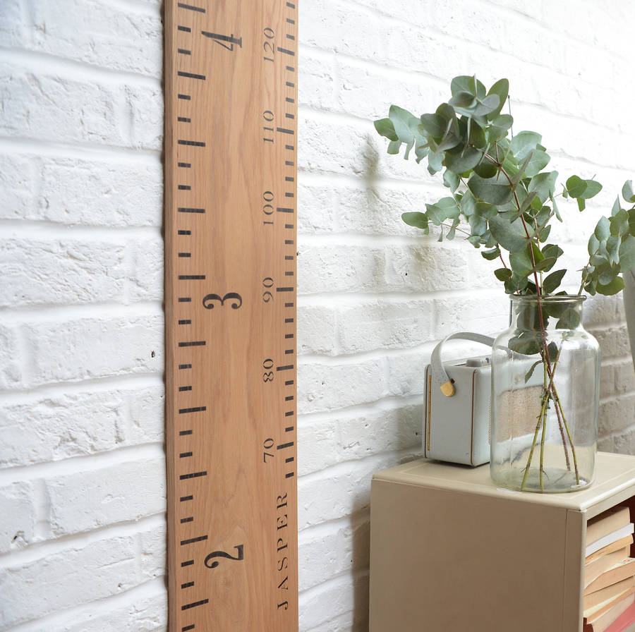 Solid Oak Kids Rule Wooden Ruler Growth Chart By Lovestruck Interiors ...
