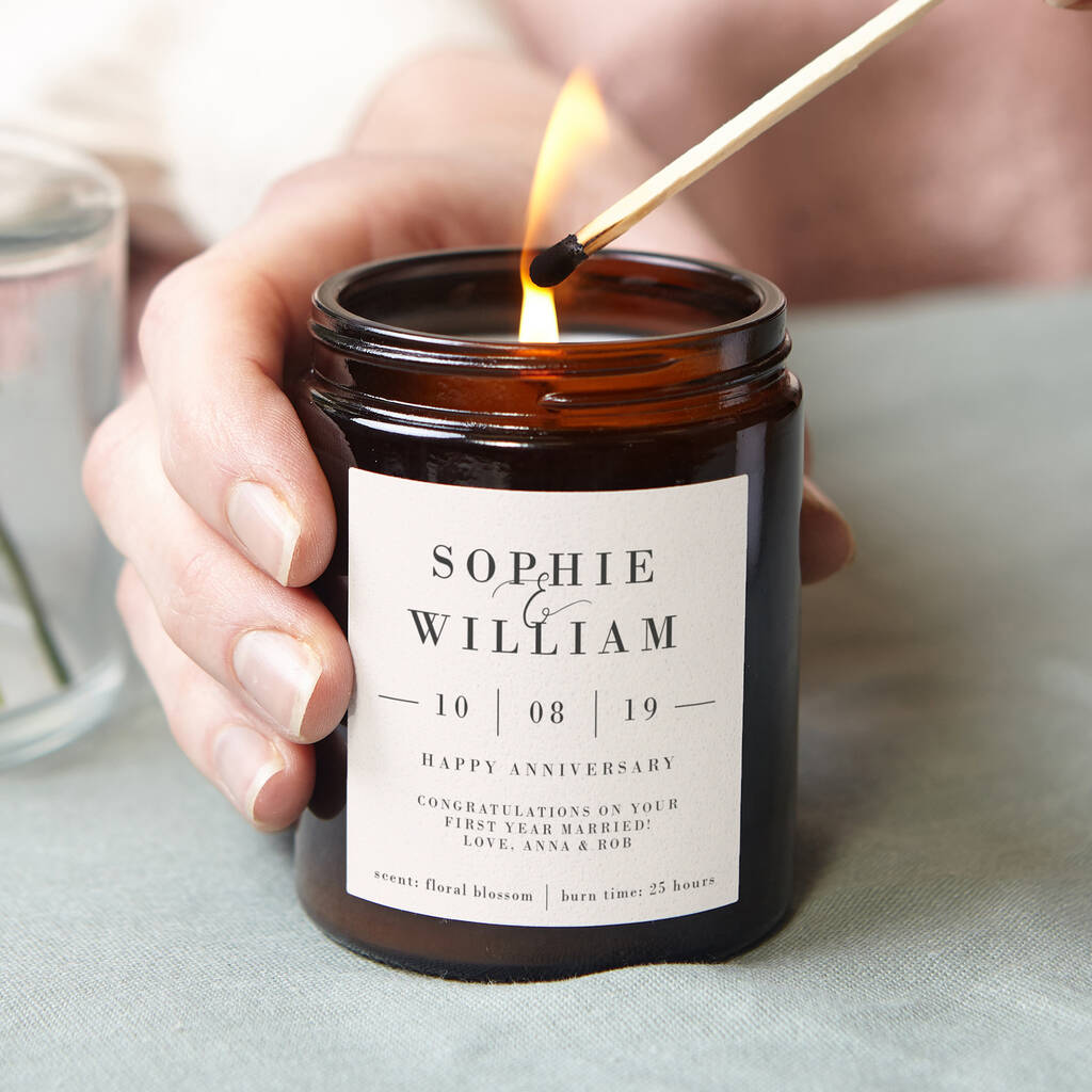 First Wedding Anniversary Gift For Couple Candle Paper By Kindred Fires 