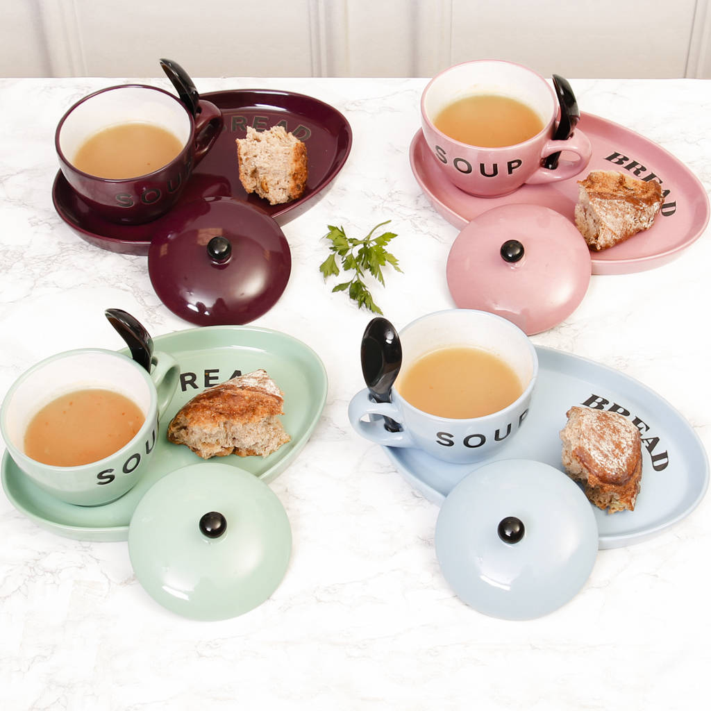Contemporary Soup Bowl And Sipping Spoon Gift Set By Dibor 