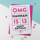 Omg 13th Birthday Card Personalised By A Is For Alphabet ...