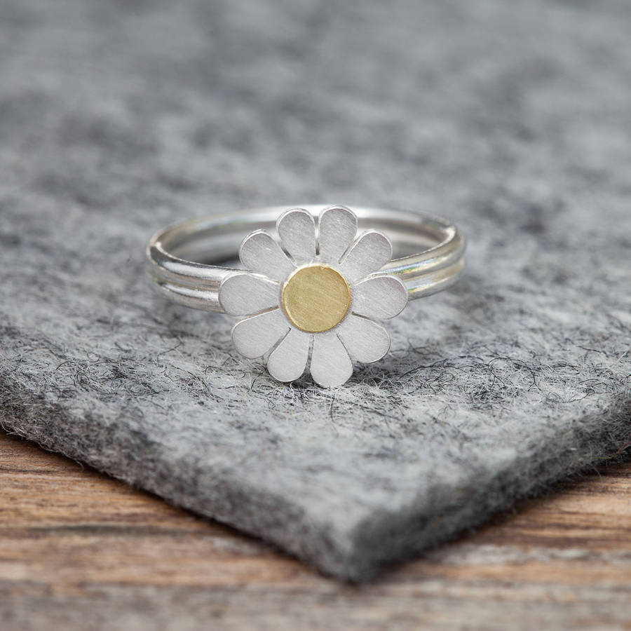 little daisy ring in solid silver and 18ct gold by diana greenwood ...