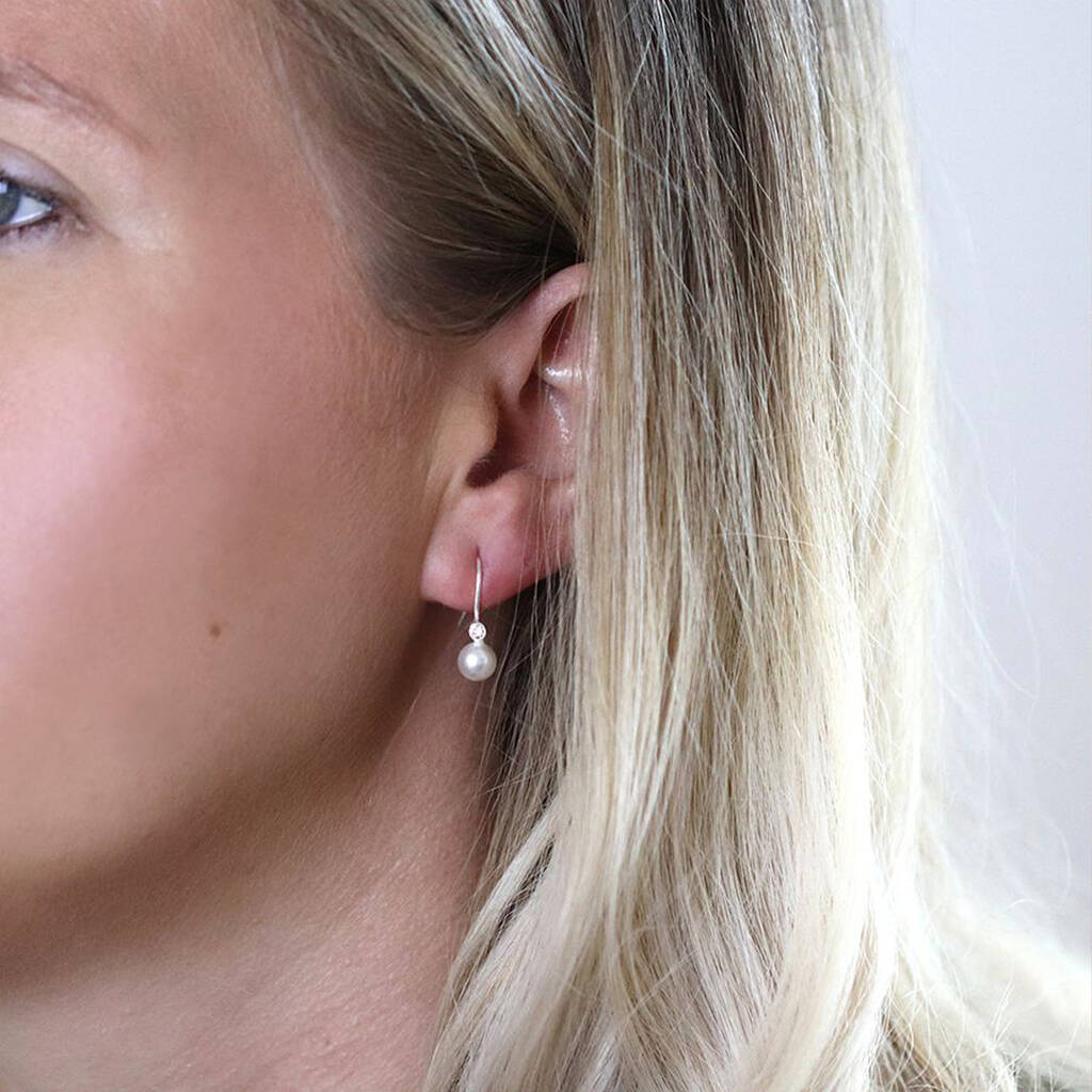 Genuine Pearl Hook Earrings In Sterling Silver By Songs of Ink and ...
