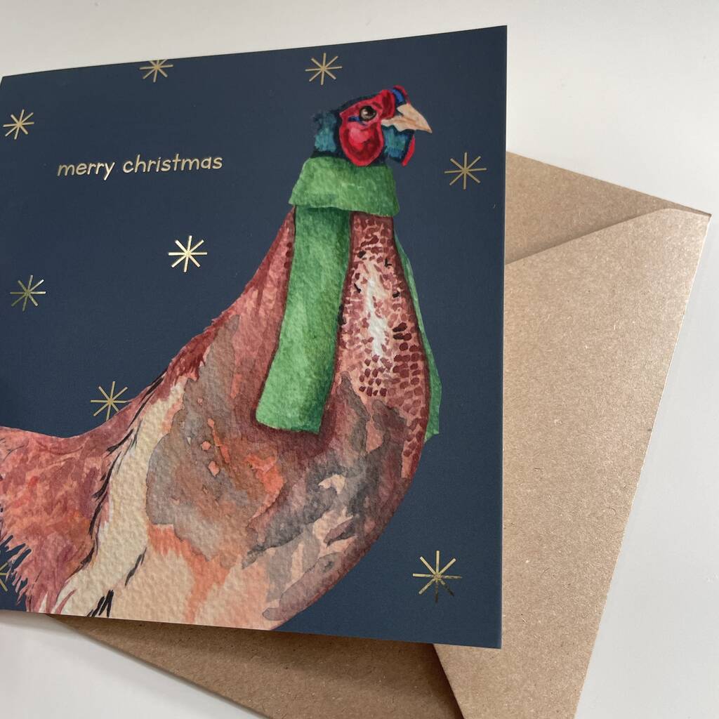 Gold Foil Pheasant Christmas Card By lil wabbit | notonthehighstreet.com