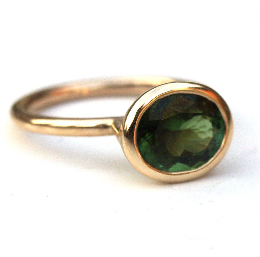 Green Tourmaline Ring In 14ct Yellow Gold By Karen Johnson ...