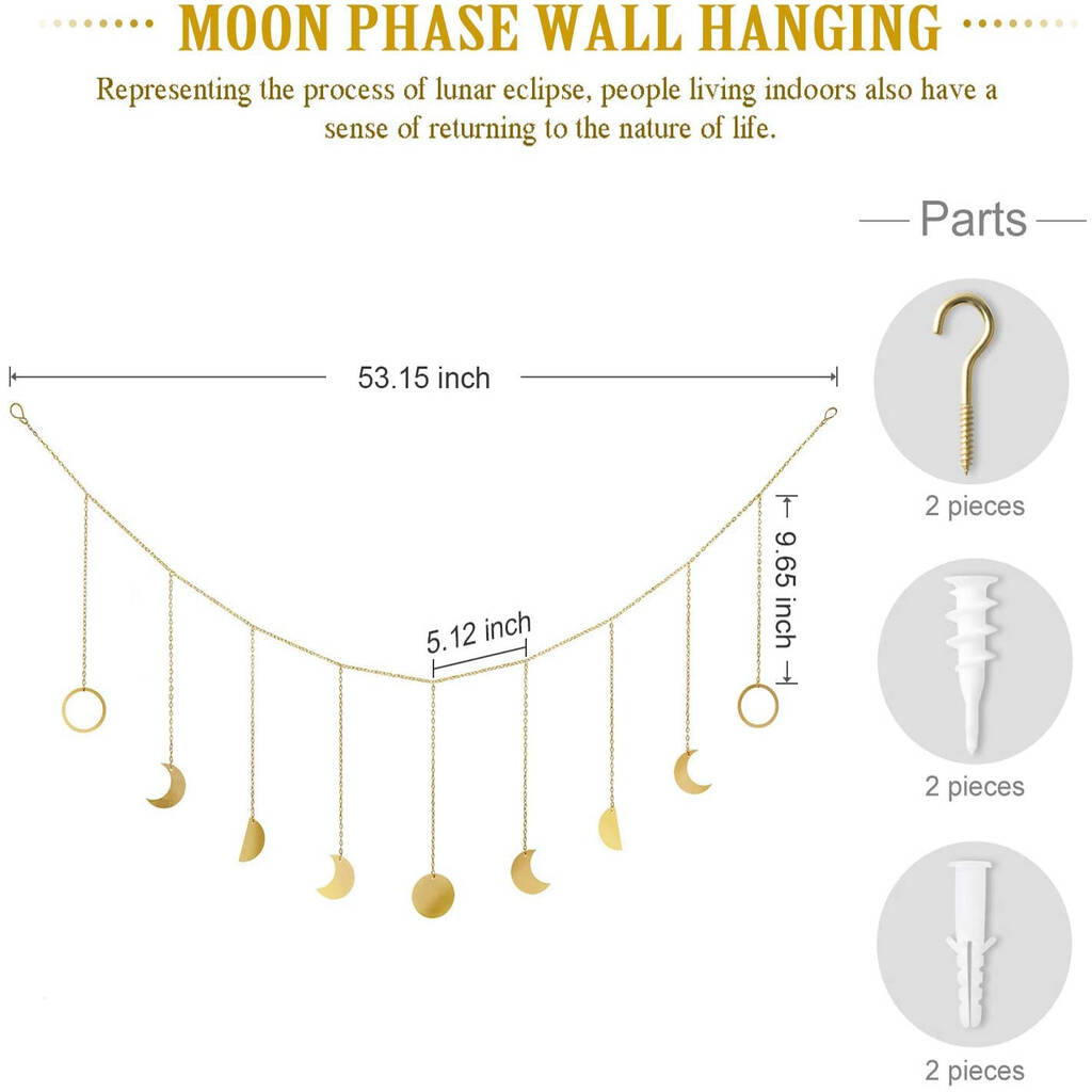 Wall Hanging Moon Phase Gold Garland Ornaments By Momentum ...