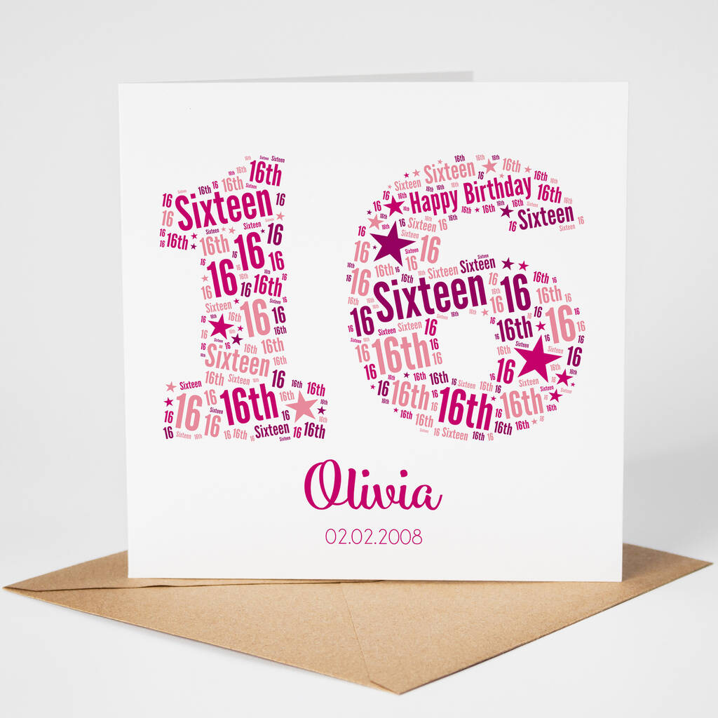Personalised 16th Birthday Card For Girl Daughter By Hope and Love ...