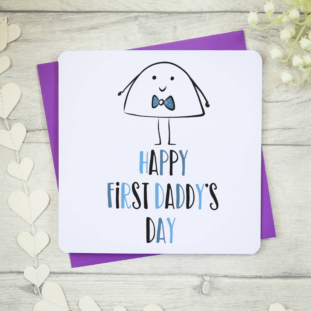 happy first daddy's day pink or blue fathers day card by parsy card co ...