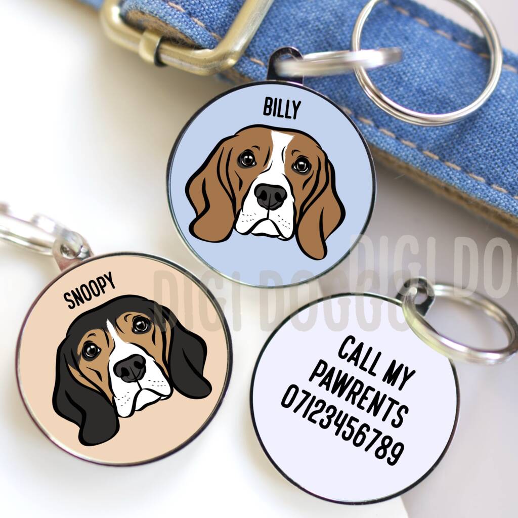 Beagle Face ID Tag By Digi Doggo | notonthehighstreet.com