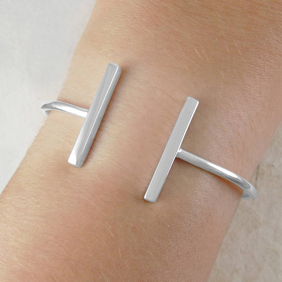 Adjustable Solid Sterling Silver Double Bar Bangle By Otis Jaxon ...