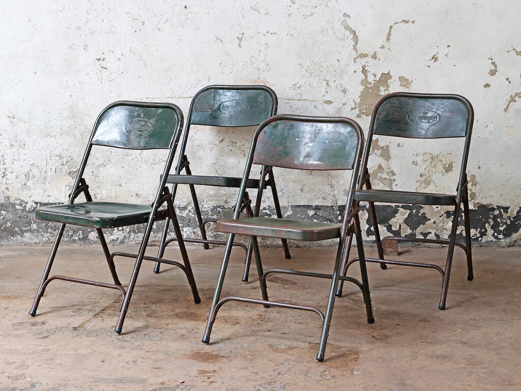 Vintage Green Iron Folding Chair By Scaramanga | notonthehighstreet.com