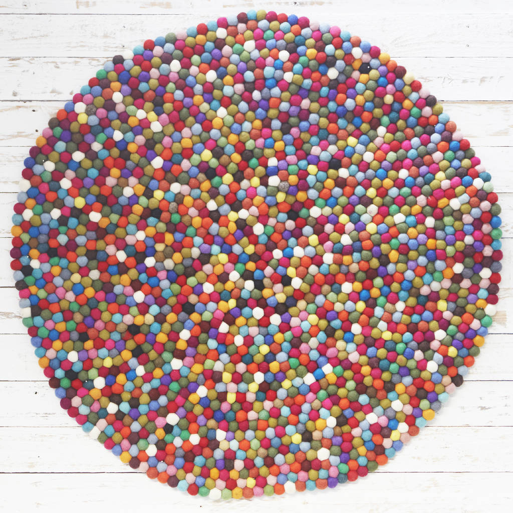 Multicoloured Handmade Felt Ball Rug By Paper High | notonthehighstreet.com